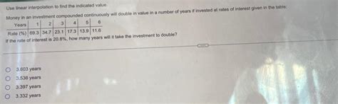 Solved Use Linear Interpolation To Find The Indicated Value