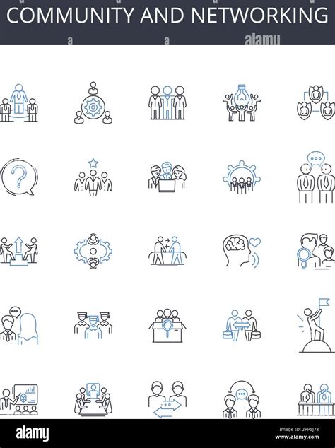 Community And Networking Line Icons Collection Ecosystem Diversity