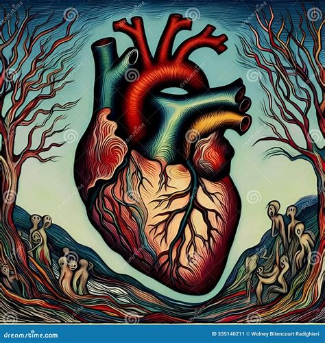 Artistic And Anatomical Illustration Of A Heart Stock Illustration