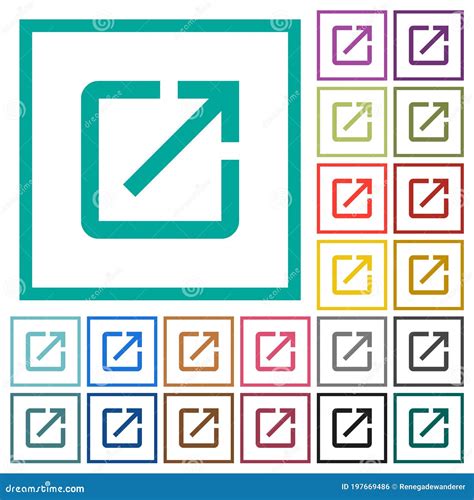 Open In New Window Flat Color Icons With Quadrant Frames Stock Vector
