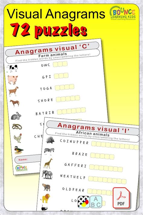 over 100 visual anagrams to solve all with visual clues