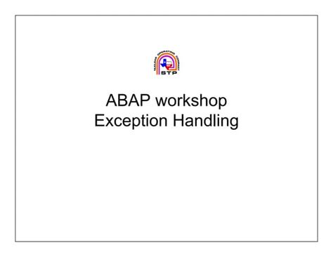 Abap Slide Exceptionshandling Ppt