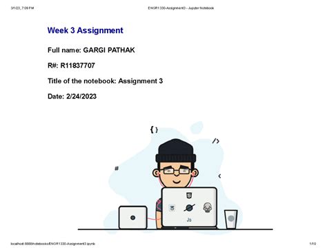 Engr1330 Assignment 3 Jupyter Notebook Week 3 Assignment Full Name