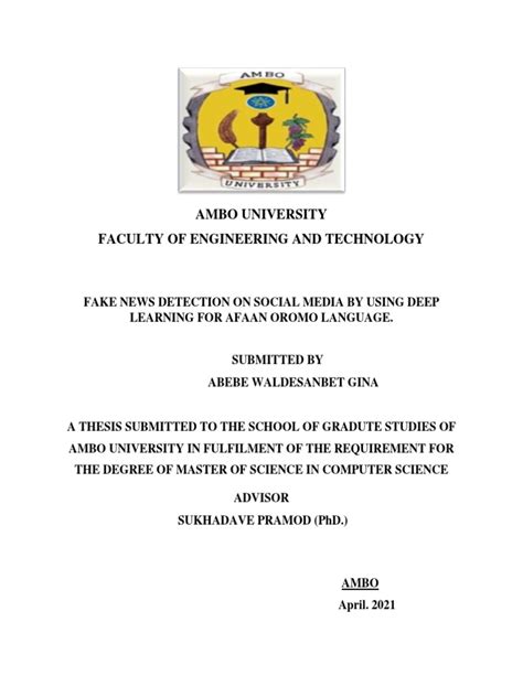 Fake News Detection On Social Media By Using Deep Learning Approach For Afaan Oromoo Language