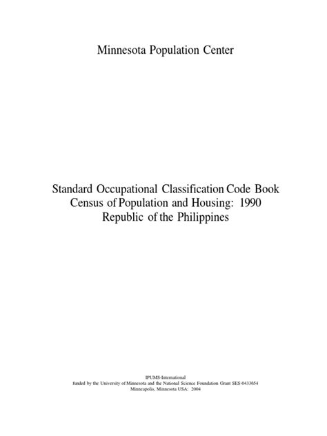 Ph1990cbi Philippines Standard Occupational Classification Code Book