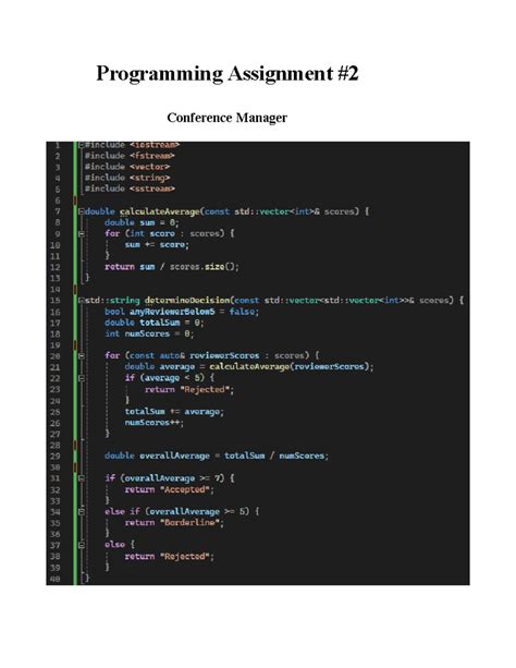Programming Assignment 2 Programming Assignment Conference Manager