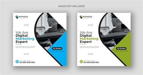 디지털 마케팅 소셜 미디어 포스트 사각형 플라이어 배너 세트 프리미엄 벡터