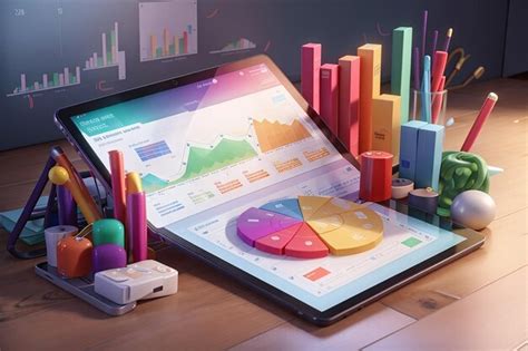 Premium Ai Image 3d Financial Report Chart Data Analysis And Web Development Concept Tablet