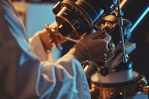 Premium Ai Image Closeup Of Hands Adjusting Telescope Settings For