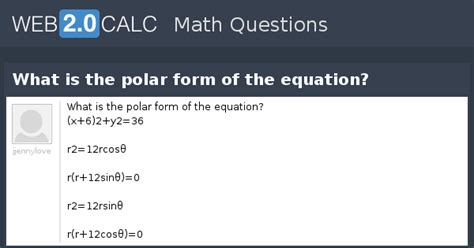 View Question What Is The Polar Form Of The Equation