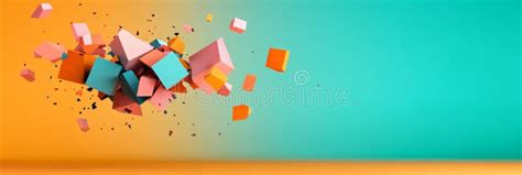 Colorful Cubes Exploding On Gradient Background Stock Illustration Illustration Of Creativity