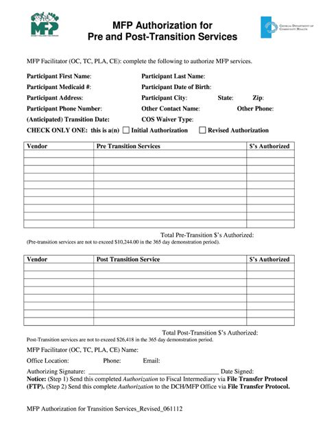 Fillable Online Dch Georgia Mfp Authorization For Dch Georgia Fax Email Print Pdffiller