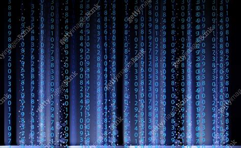 Technology Abstract Background Matrix Style Blue Color Falling Numbers Digital Binary Data