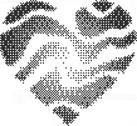 Bitmap Abstract Heart Shape Halftone Gradient Element Y2k Graphic Abstract Icon Dither Noisy