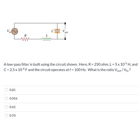 Solved A Low Pass Filter Is Built Using The Circuit Shown Chegg