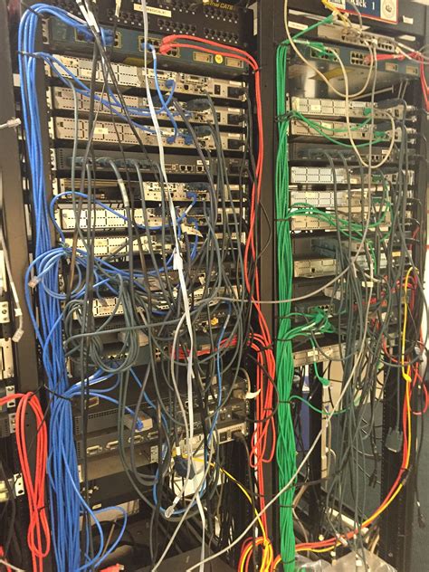 Cisco Rack With Ethernet Network Cables
