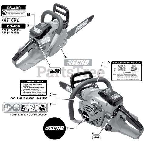Echo CS Echo Chainsaw SN C C Labels Parts Lookup With Diagrams