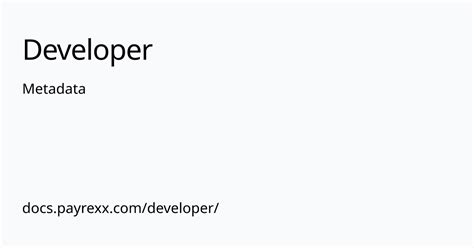 Metadata Developer