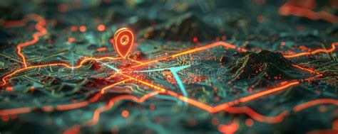Digital City Map With Glowing Location Marker Futuristic Technology Navigation And Mapping
