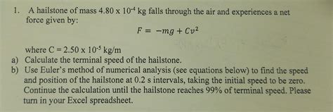 solved 1 a hailstone of mass 4 80 x 10 4 kg falls through