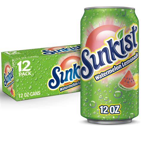 Sunkist Watermelon Lemonade Soda 12 Fl Oz Cans 12 Pack Itfresh