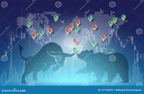 Bullish And Bearish Symbols On Stock Market Vector Illustration Vector