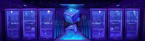 Data Center Server Room Or Database Cloud Storage Stock Vector Illustration Of Datacenter