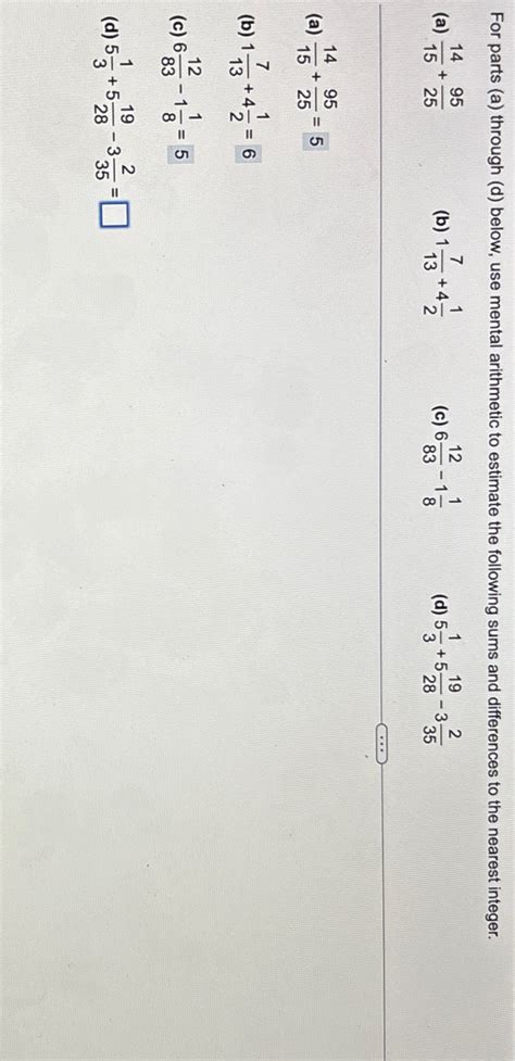 Solved For Parts A ﻿through D ﻿below Use Mental
