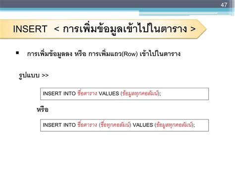Ppt Chapter 10 ภาษาทางด้านฐานข้อมูลคำสั่ง Sql Sql Command Powerpoint Presentation Id