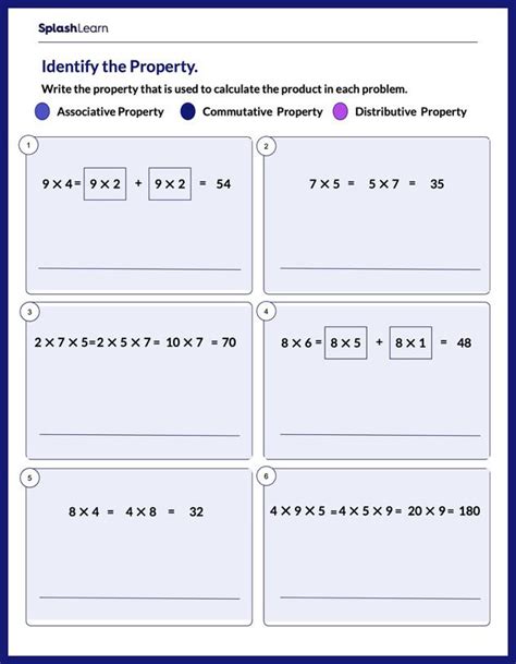 Identify The Correct Property Math Worksheets Splashlearn