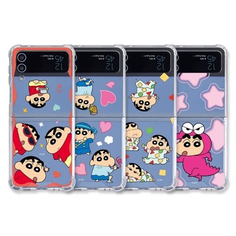 투명범퍼갤럭시z플립34 짱구 말랑말랑 케이스