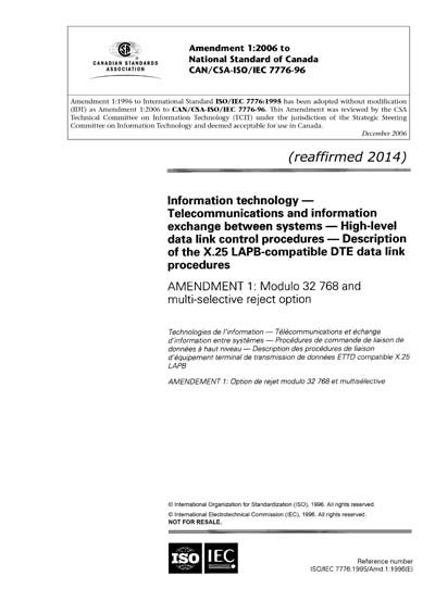 CAN CSA ISO IEC A R Amendment To CAN CSA ISO EC Information