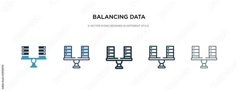 Balancing Data Icon In Different Style Vector Illustration Two Colored And Black Balancing Data