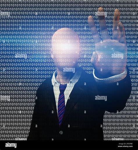 Businessman On Binary Code Matrix D Rendering Stock Photo Alamy
