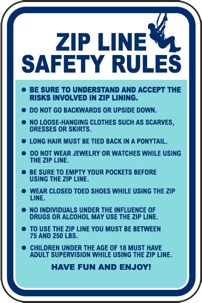 Zip Line Safety Rules Sign In Stock Ships Fast