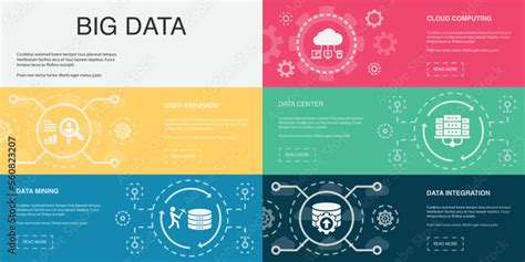User Behavior Data Mining Cloud Computing Data Center Data Integration Icons Infographic
