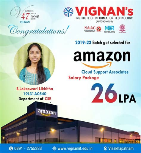 Cse Vignan Placement Amazon Csa Salary 26lpa Vignan Amazon 26lpa Placement Milestone