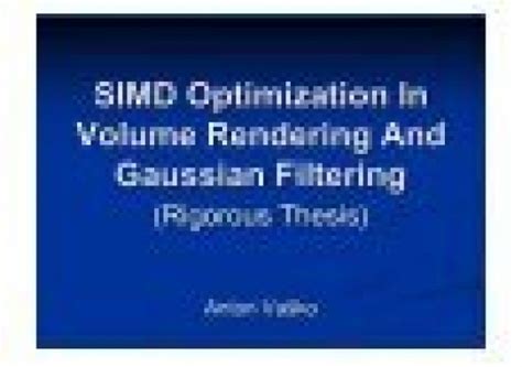 Simd Optimization In Volume Rendering And Gaussian Filtering