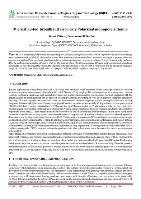 Microstrip Fed Broadband Circularly Polarized Monopole Antenna Pdf