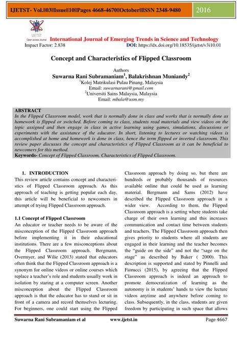 Pdf Concept And Characteristics Of Flipped Classroom