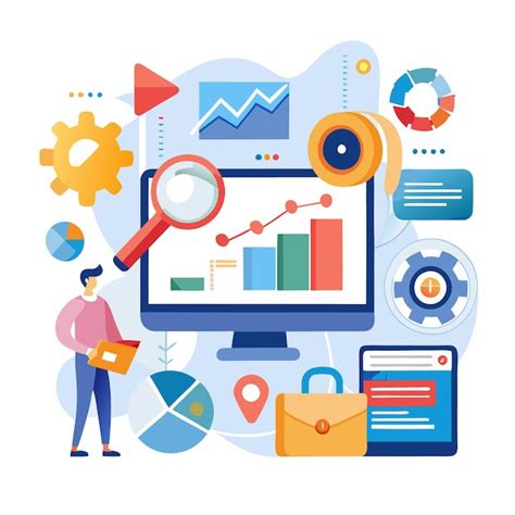 Businessman Analyzing Data On A Computer Screen With Charts Graphs And