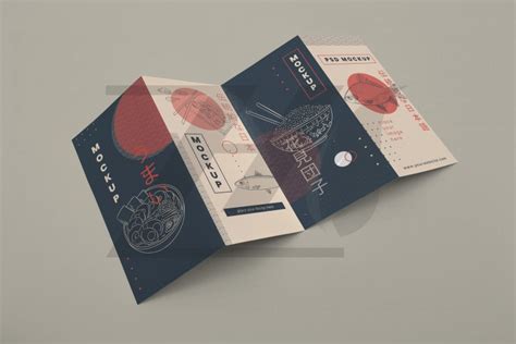 دانلود فایل لایه باز موکاپ بروشور طرح ژاپنی رنگ تیره دانلود رایگان فایل لایه باز، Psd، وکتور