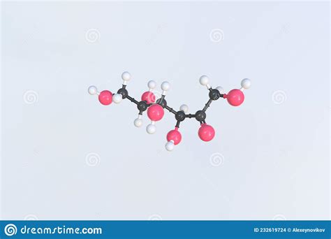 Fructose D Fructose Molecule Linear Form Structural Chemical Formula And Molecule Model