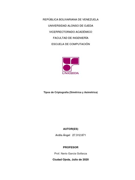 Tipos De Criptografía Simétrica Y Asimétrica Pdf Pdf Clave Criptografía Criptografía