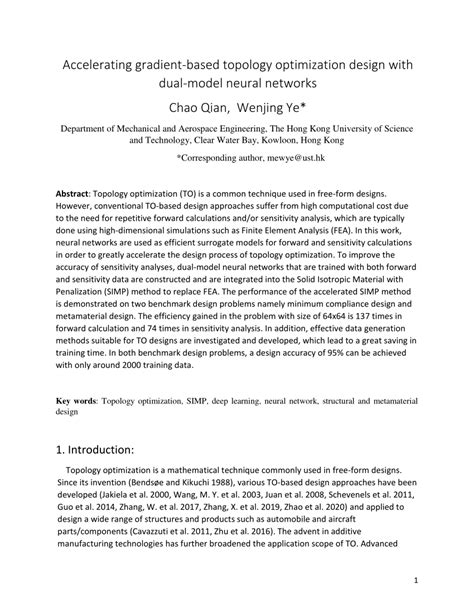 Pdf Accelerating Gradient Based Topology Optimization Design With Dual Model Artificial Neural