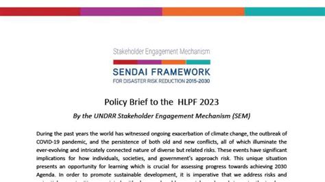 Sem Policy Brief To The Hlpf 2023 Preventionweb