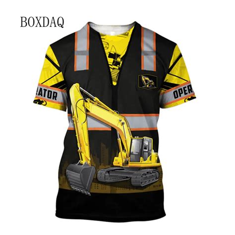 Ropa De Trabajador De Excavadora De Manga Corta Camisetas Para Hombre