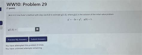 solved ww10 problem 29 1 ﻿point y 2x y2 y 0 1y 1 5 you