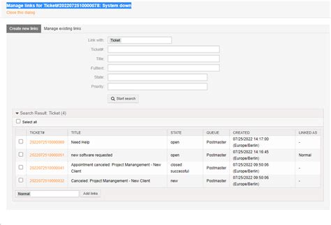 Linking Tickets To Objects — Znuny Documentation