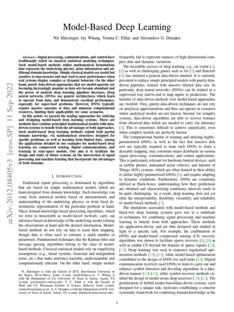 Model Based Deep Learning Nir Shlezinger Jay Whang Yonina C Eldar And Alexandros G Dimakis